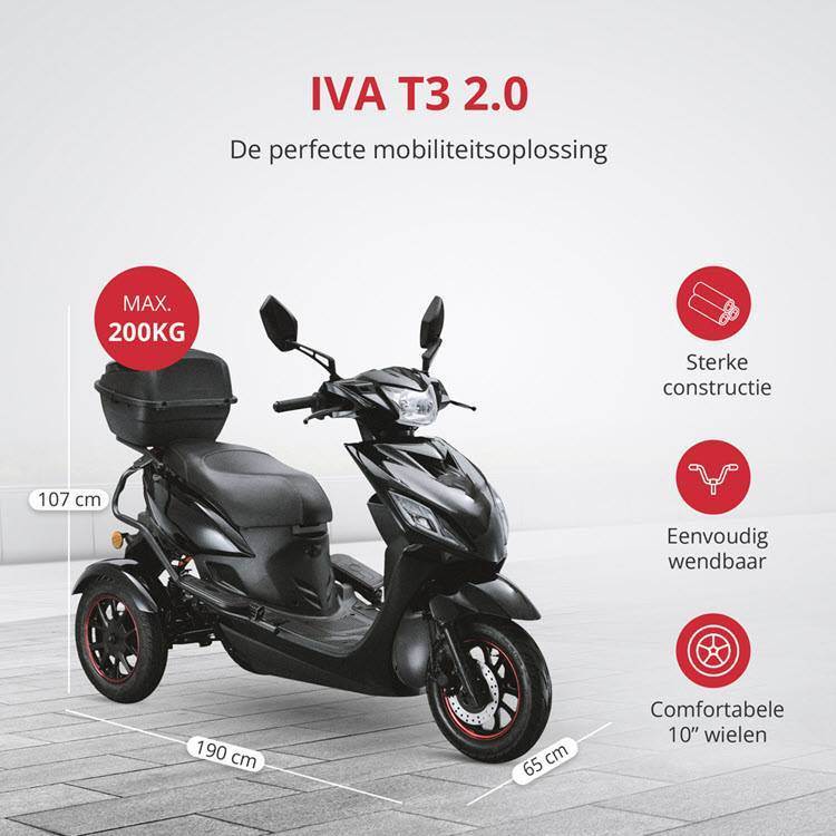 IVA t3 2.0 scootmobiel met een maximumsnelheid van 35 km/u